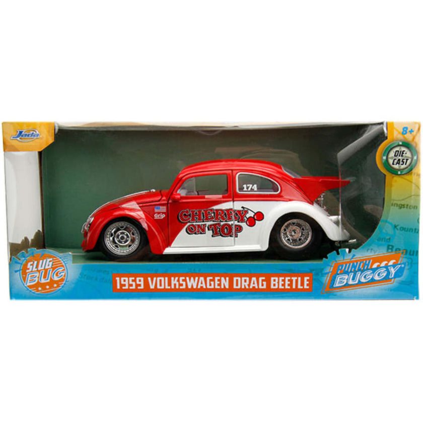1959 Volkswagen Drag Beetle 1:24 Scale Diecast Model Red White by Jada ...