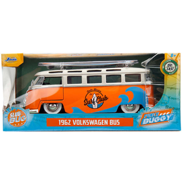 1962 Volkswagen Bus 1:24 Scale Diecast Model White Orange by Jada 3423 ...