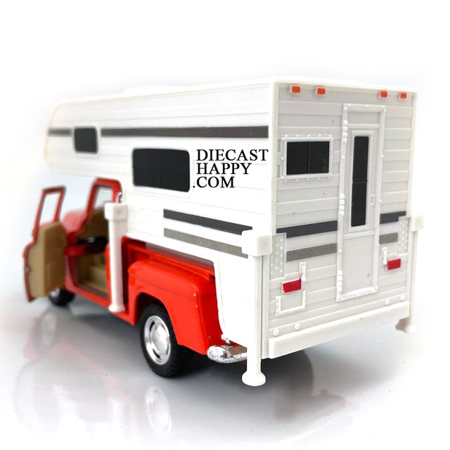 1955 Chevy Stepside Pickup Truck Camper 1:32 Scale Orange by Kinsmart ...
